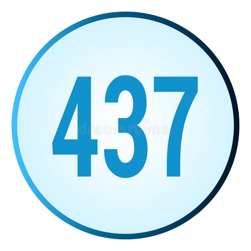 Number 437 Symbol or Logo with Round Frame in Blue Gradient Color Stock ...