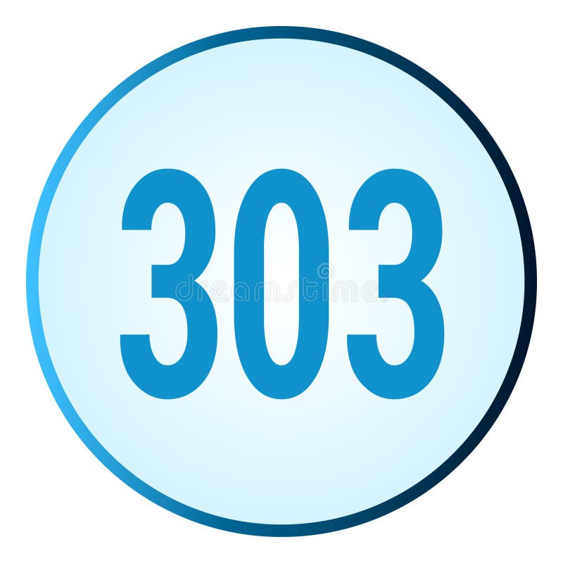Number 303 Symbol or Logo with Round Frame in Blue Gradient Color Stock ...