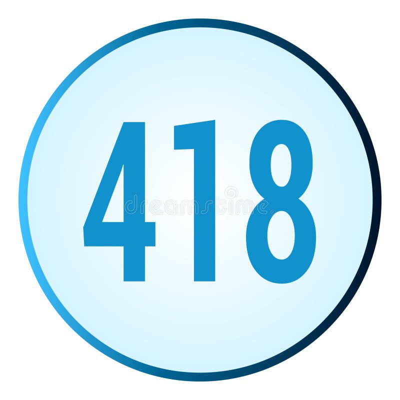 Number 418 Symbol or Logo with Round Frame in Blue Gradient Color Stock ...