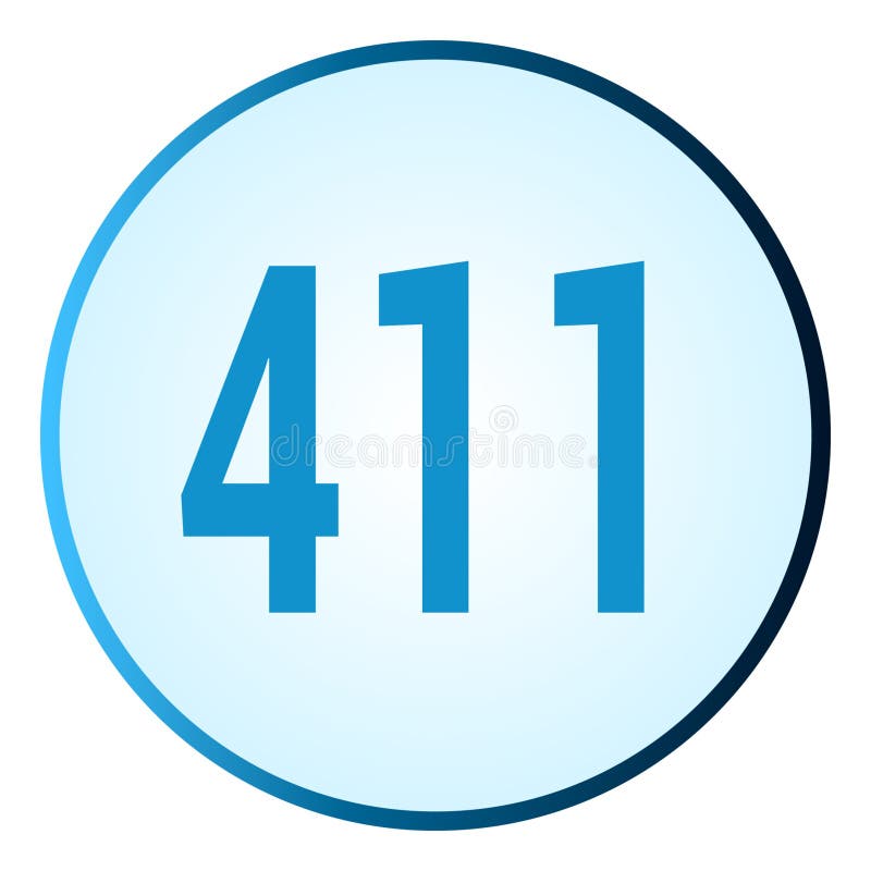 Number 411 Symbol or Logo with Round Frame in Blue Gradient Color Stock ...