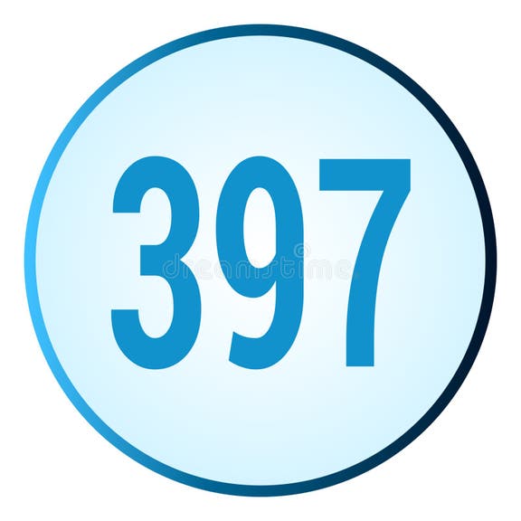 Number 397 Symbol or Logo with Round Frame in Blue Gradient Color Stock ...
