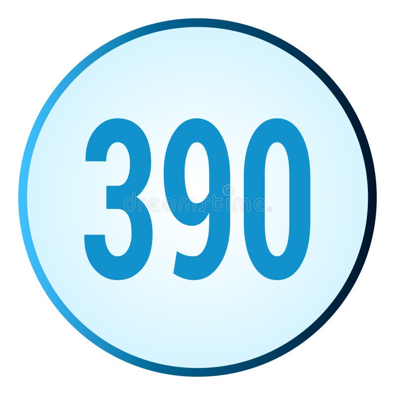 Number 390 Symbol or Logo with Round Frame in Blue Gradient Color Stock ...