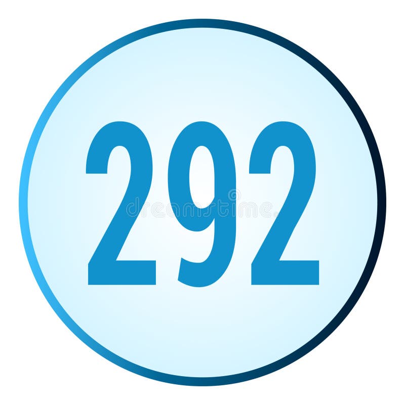 Number 292 Symbol or Logo with Round Frame in Blue Gradient Color Stock ...