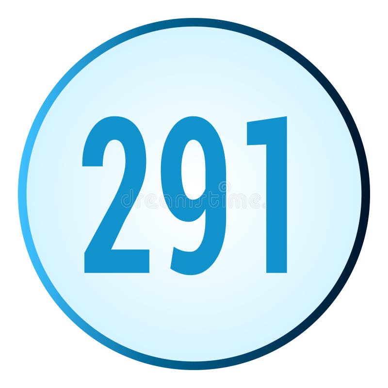 Number 291 Symbol or Logo with Round Frame in Blue Gradient Color Stock ...