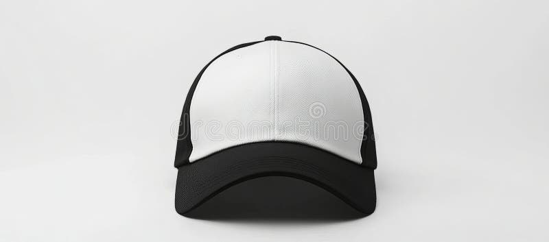 Templates of Baseball Caps in White and Black, Front Views Isolated on ...