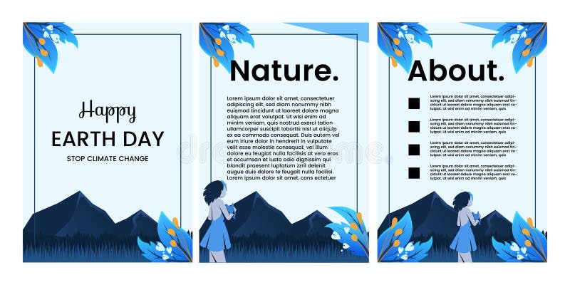 Earth Day Templates Blue Color Stock Vector - Illustration of ...