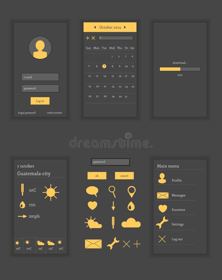 Templates of Flat UI Elements Stock Vector - Illustration of design ...