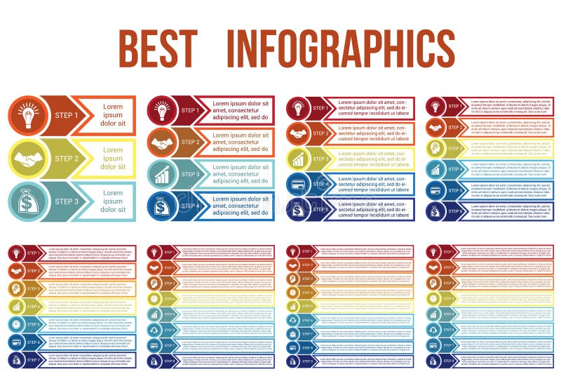 Templates for Infographic from Circles, Horizontal Arrows and Li Stock ...