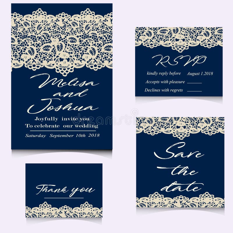 Templates of Invitation Lace Cards for Wedding Stock Vector ...