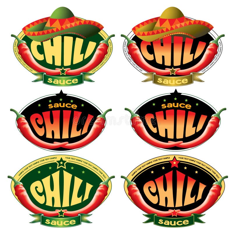 Templates Labels for Sauce Chili Stock Vector - Illustration of bitter ...