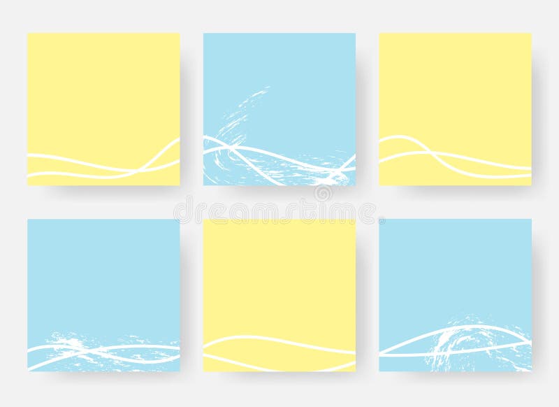 6 Templates for Notes. Yellow and Blue Patterns with a Pattern ...