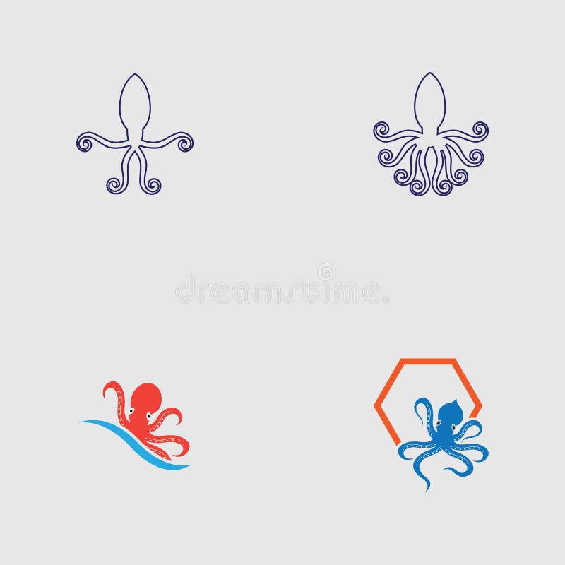 Templates for Octopus Logos, Labels and Emblems Vector Illustration ...