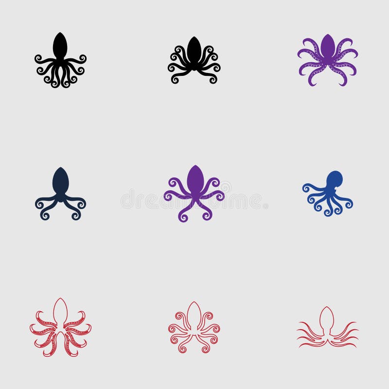 Templates for Octopus Logos, Labels and Emblems Vector Illustration ...