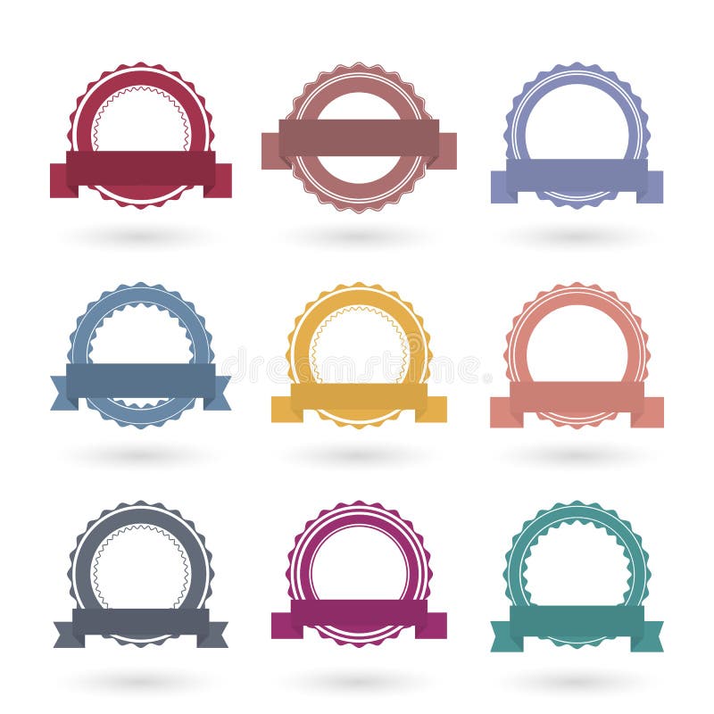Templates Round Emblems with Ribbons, Vector Illustration. Stock Vector ...