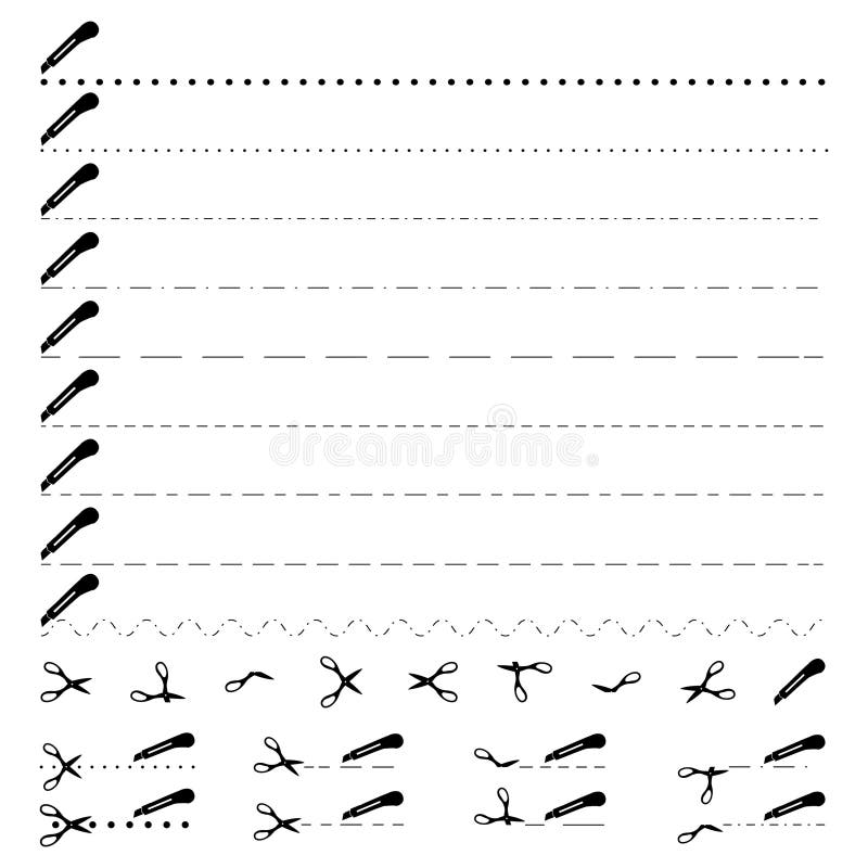 Templates Scissors Cut Along Dotted and Dashed Lines Different Shapes ...