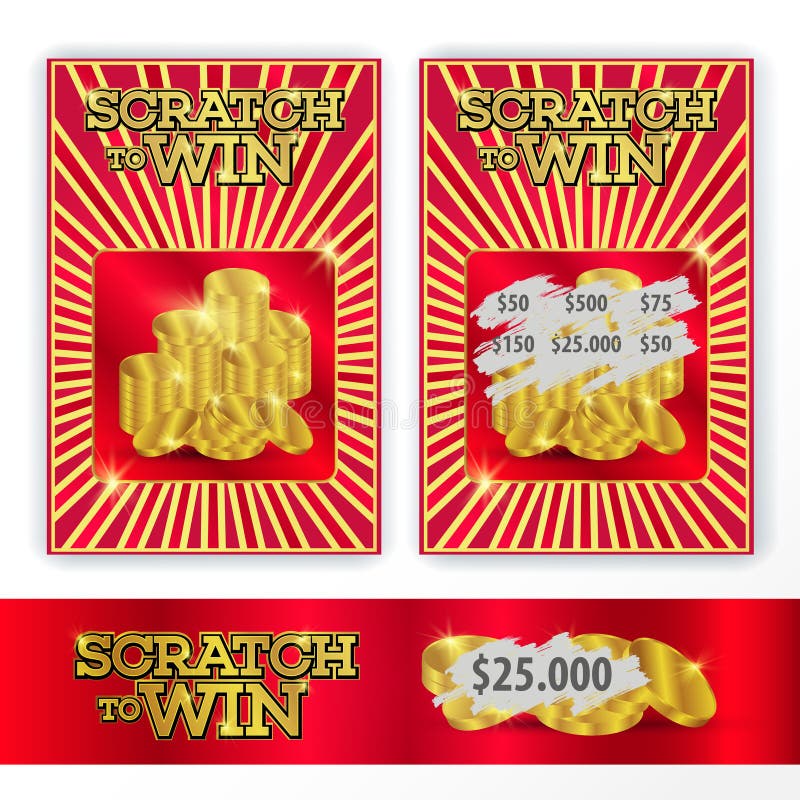 Templates Scratch Tickets To Win. with Gold Coins Illustration. Stock ...