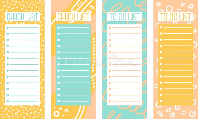 Templates for To Do and Check Lists in Pastel Colors. Abstract ...