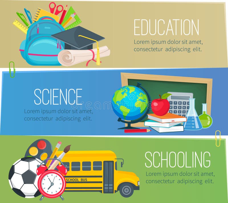 Templates To Education School Banners Stock Vector - Illustration of ...