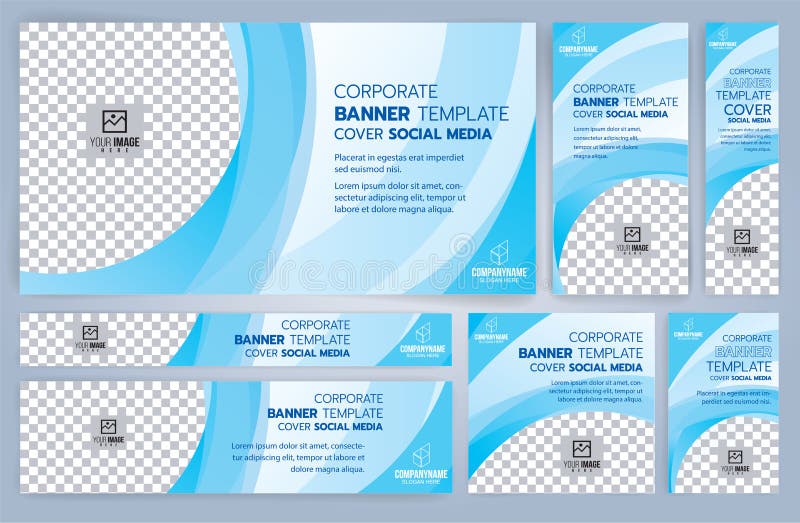 Set of Blue Web Banners Templates, Standard Sizes with Space. Stock ...