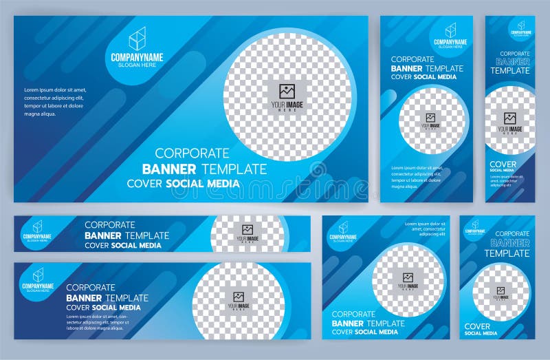 Set of Blue Web Banners Templates, Coverpage Standard Sizes Stock ... Set of Blue Web Banners Templates, Coverpage Standard Sizes Stock ...