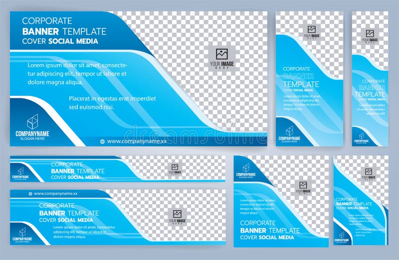 Set of Blue Web Banners Templates, Standard Sizes with Space. Stock ...