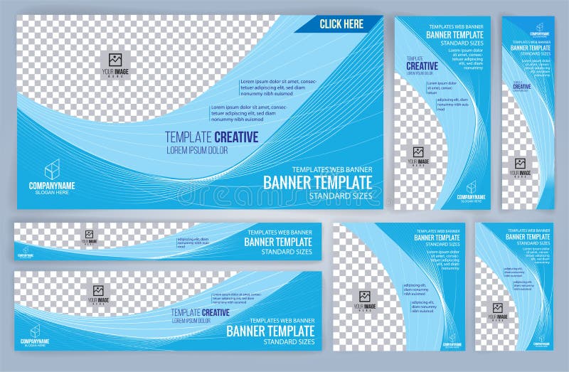 Set of Blue Web Banners Templates, Standard Sizes with Space. Stock ...