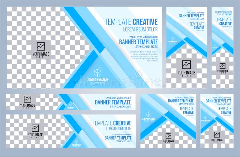 Set of Blue Web Banners Templates, Standard Sizes with Space. Stock ...