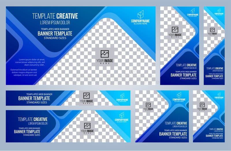 Set of Blue Web Banners Templates, Standard Sizes with Space. Stock ...