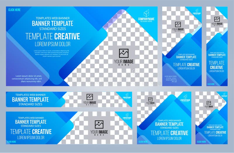 Set of Blue Web Banners Templates, Standard Sizes with Space. Stock ...