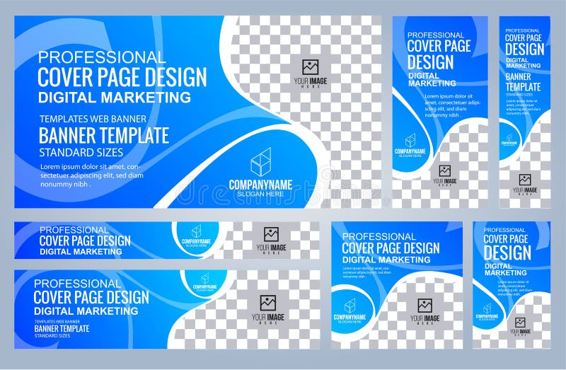 Set of Blue Web Banners Templates, Standard Sizes with Space. Stock ...