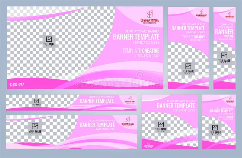 Set of Pink and Black Web Banners Templates, Stock Vector ...