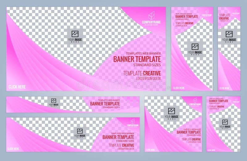 Set of Pink and Black Web Banners Templates, Stock Vector ...