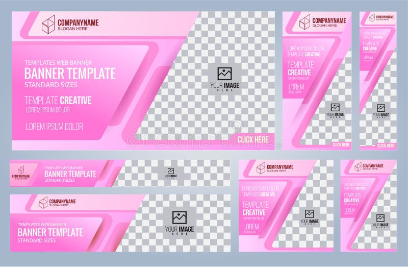 Set of Pink and Black Web Banners Templates, Stock Vector ...