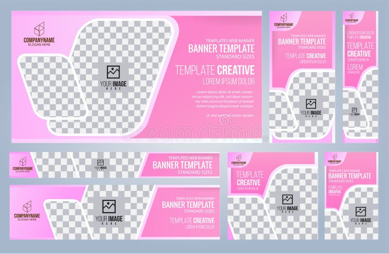 Set of Pink and Black Web Banners Templates, Stock Vector ...