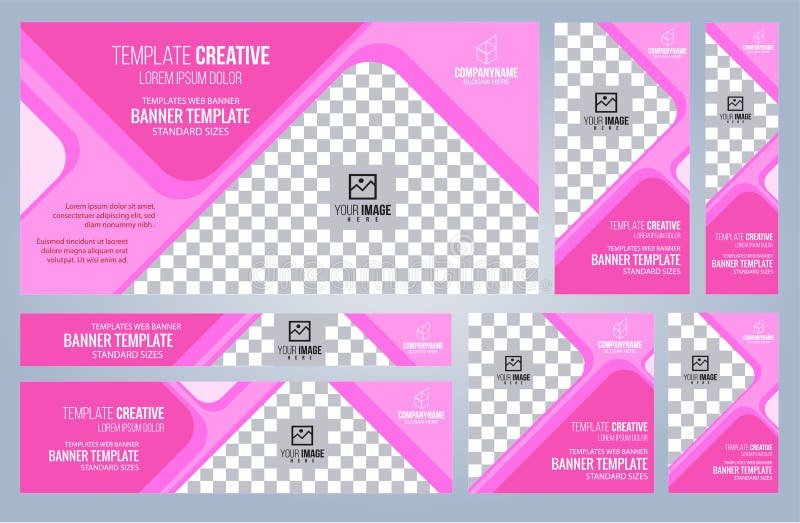Set of Pink and Black Web Banners Templates, Stock Vector ...