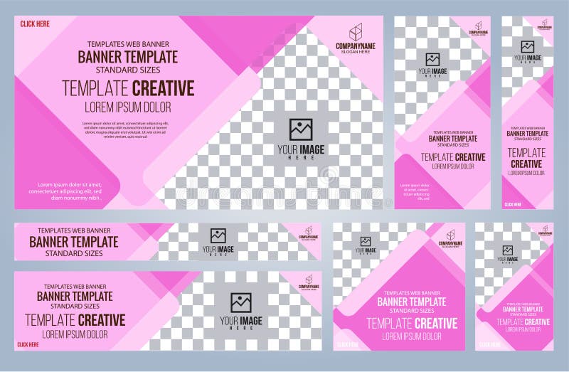 Set of Pink and Black Web Banners Templates, Stock Vector ...