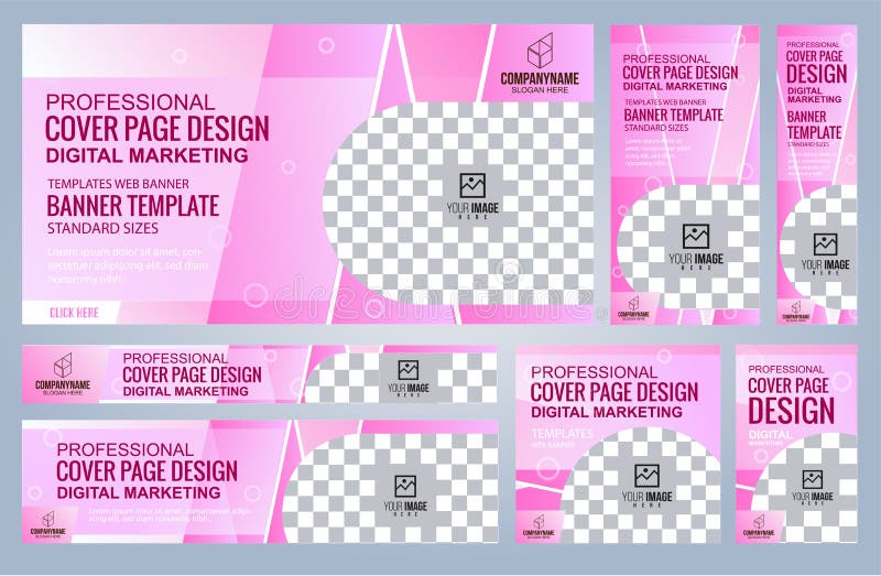 Set of Pink and Black Web Banners Templates, Stock Vector ...