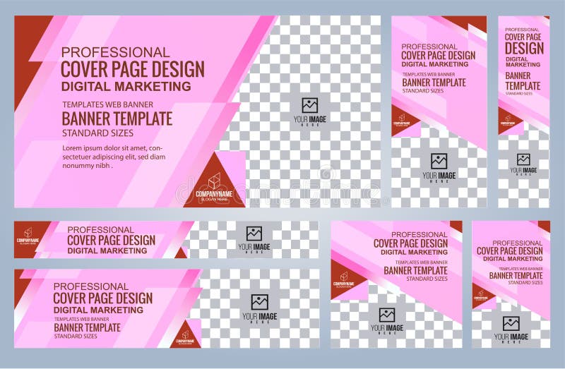 Set of Pink and Black Web Banners Templates, Stock Vector ...