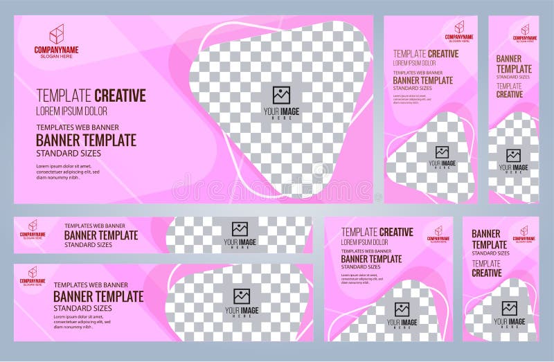 Set of Pink and Black Web Banners Templates, Stock Vector ...