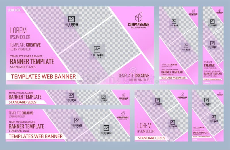 Set of Pink and Black Web Banners Templates, Stock Vector ...