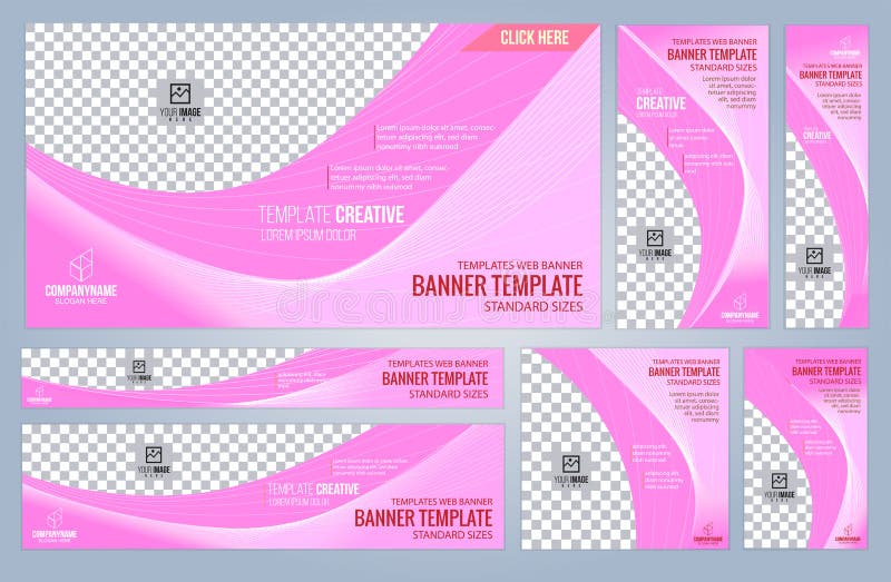 Set of Pink and Black Web Banners Templates, Stock Vector ...