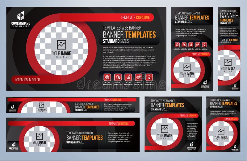 Set of Red and Black Modern Corporate Business Card Design Templates ...