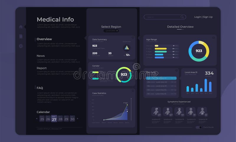 Medical Infographic on Dashboard Admin Panel Interface with Dark Mode ...