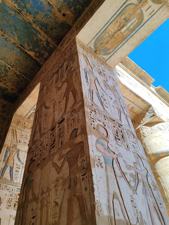 Temple of Amon. Medinet Habou Stock Photo - Image of building, landmark ...