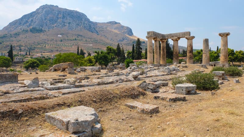 The Temple of Apollo at the Ancient Corinth, Greece Stock Photo - Image ...