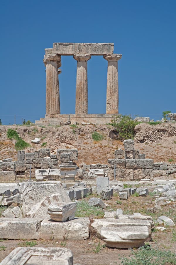 Temple of Apollo at Corinth Stock Image - Image of history, landmark ...