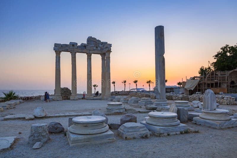 The Temple of Apollo in Side at Sunset Editorial Photography - Image of ...