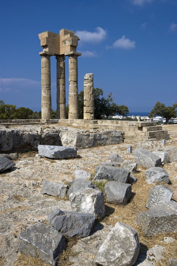 Temple of Apollo. Island of Rhodes, Greece. Stock Photo - Image of ...
