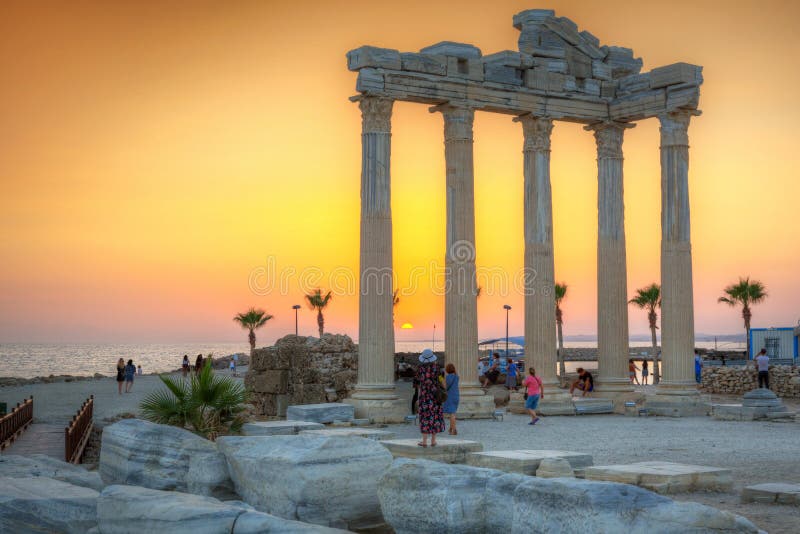 The Temple of Apollo in Side at Sunset Editorial Stock Photo - Image of ...