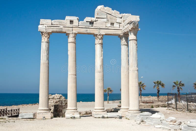 The Temple of Apollo in Side, Turkey, on Sunset Stock Photo - Image of ...
